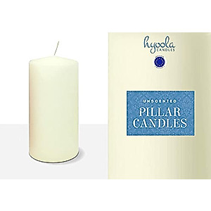 HYOOLA Ivory Pillar Candles 4x8 Inch - Unscented Pillar Candles - 2-Pack - European Made
