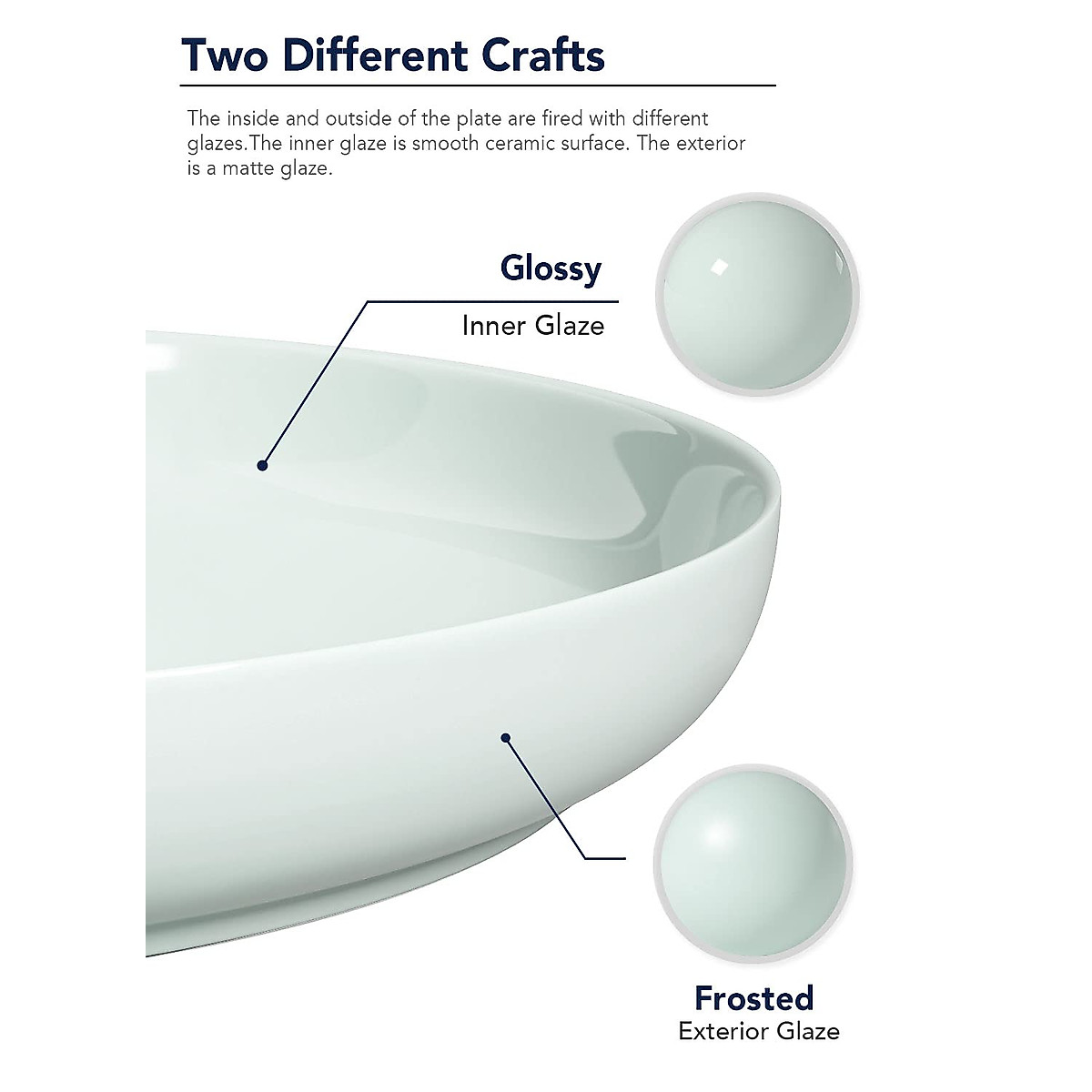 LE TAUCI Dinner Plate 9 inch, Ceramic Salad plate sets for Pasta, Risotto, Fluffiest, Pancakes, Dishwasher Microwave Oven Safe, set of 4, Sky blue