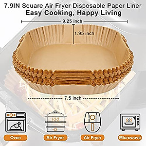 Air Fryer Liners Disposable 7.9 Inch Square 100pcs Easy Cleanup Non-stick Oil-proof for Frying, Baking,Cooking, Roasting