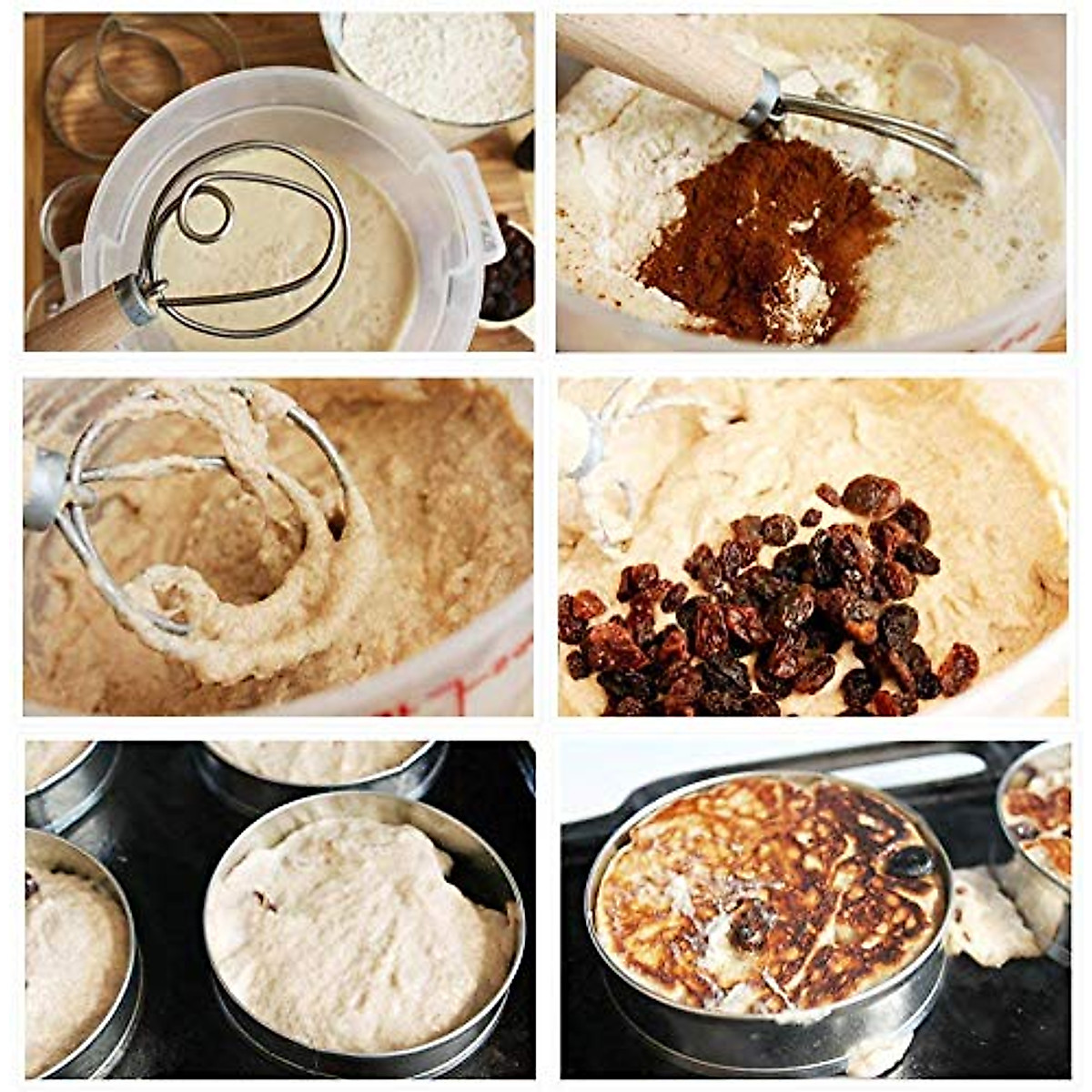 2 Pack LARGE 13.5" Premium Original Danish Dough Whisk Dutch Bread Whisk- Stainless Steel Dutch Style Bread Dough Hand Mixer Wooden Handle Artisian Blender