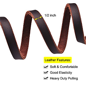Leather Dog Collar for Medium Dogs with Braided Leather Dog Leash 6 Foot x 1/2"