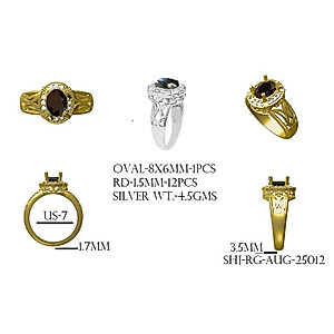 MOONEYE 8x6mm Natural Oval Shape Garnet 925 Sterling Silver Filigree Celtic Solitaire Women Ring (Sterling Silver, 10)