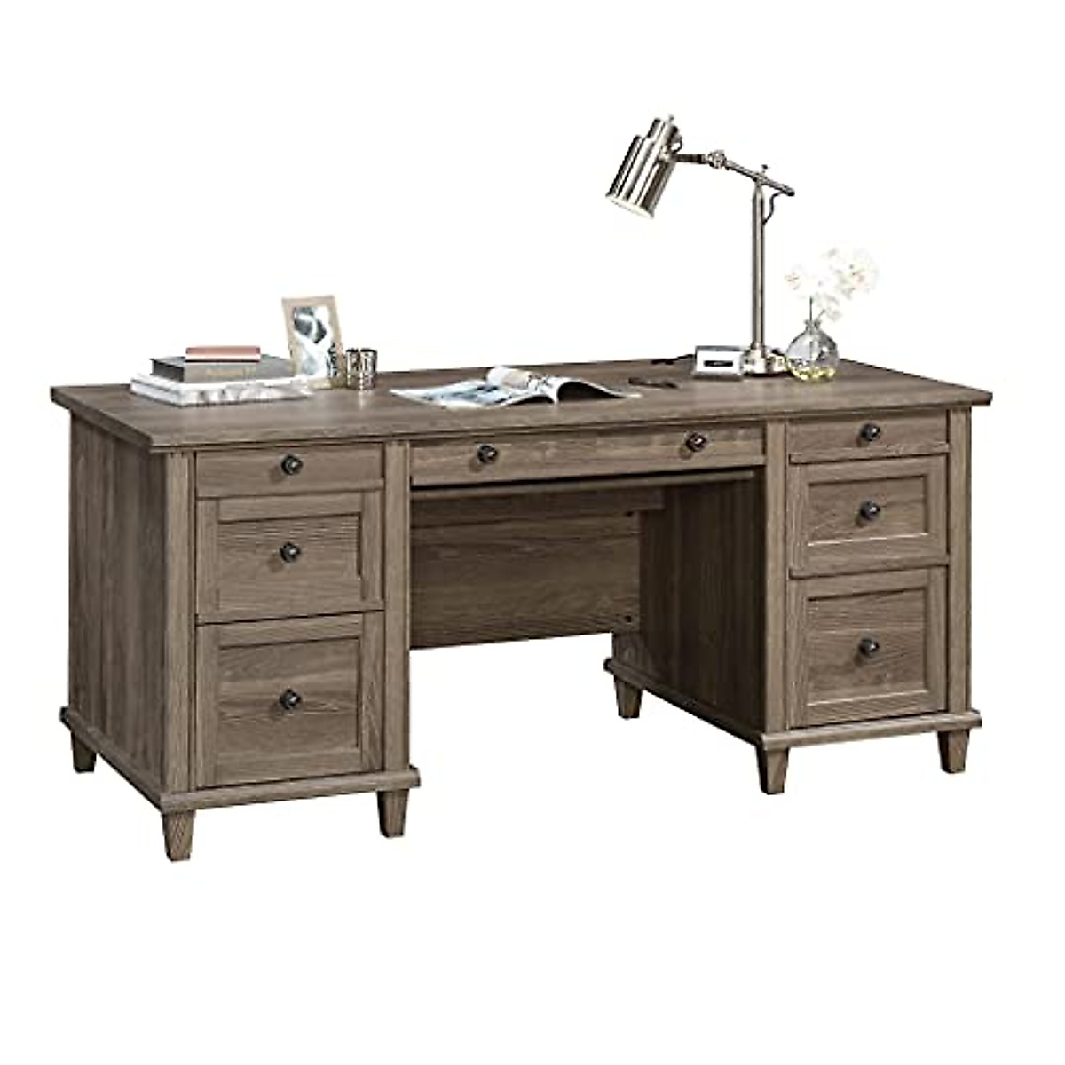 Sauder Hammond Desk, L: 67.56" x W: 29.21" x H: 30.0", Emery Oak Finish