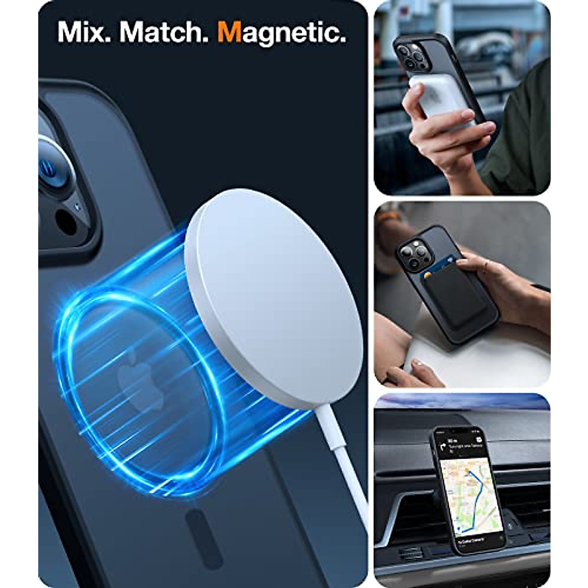 TORRAS Stronger Magnetic for iPhone 13 Pro Case, Military Grade Drop Tested, Compatible with MagSafe, Slim Protective Translucent Matte Silicone Case for iPhone 13 Pro Phone Case, Translucent Black