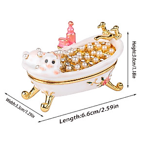 FASSLINO Pearls Bathtub Trinket Box Hinged Enameled Hand-Painted Ornaments Decorative Craft Gift for Home Decor