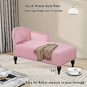 Bellemave Chaise Lounge Indoor, Velvet Upholstered Couch with Solid Wood Legs Corner Chair Arm Chase Lounge Sofa for Living Room, Office & Apartment (Pink)