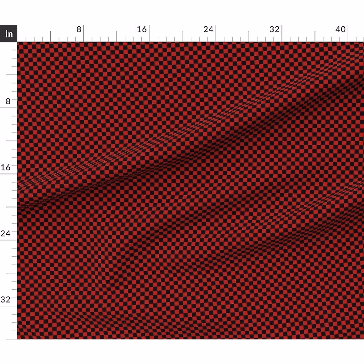 Spoonflower Fabric - Inch Black Dark Red Checkerboard Squares Check Printed on Petal Signature Cotton Fabric Fat Quarter - Sewing Quilting Apparel Crafts Decor