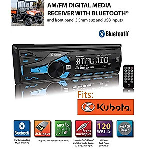Compatible Kubota Tractor Direct Connect Stereo Radio MP3 AM FM USB Aux Bluetooth Remote RTV-1100 RTX-1100C Harness Plug B2650 RTV RTX