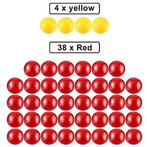 Gejoy 42 Pieces Game Replacement Marbles 2 Sets Game Replacement Balls Compatible with Hungry Hungry Hippos, 38 Red Balls and 4 Yellow Balls