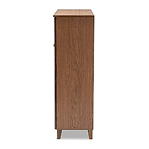BOWERY HILL Wood 11-Shelf and Drawer Shoe Cabinet in Walnut Brown