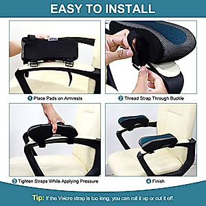 XIFUUXI Office Chair Armrest Pads, Widen & Thicken Ergonomic Computer Chair Arm Pads with Cooling Gel and Memory Foam for Elbow Cushion Protect - for Computer Chair, Gaming Chair (2 Pack)