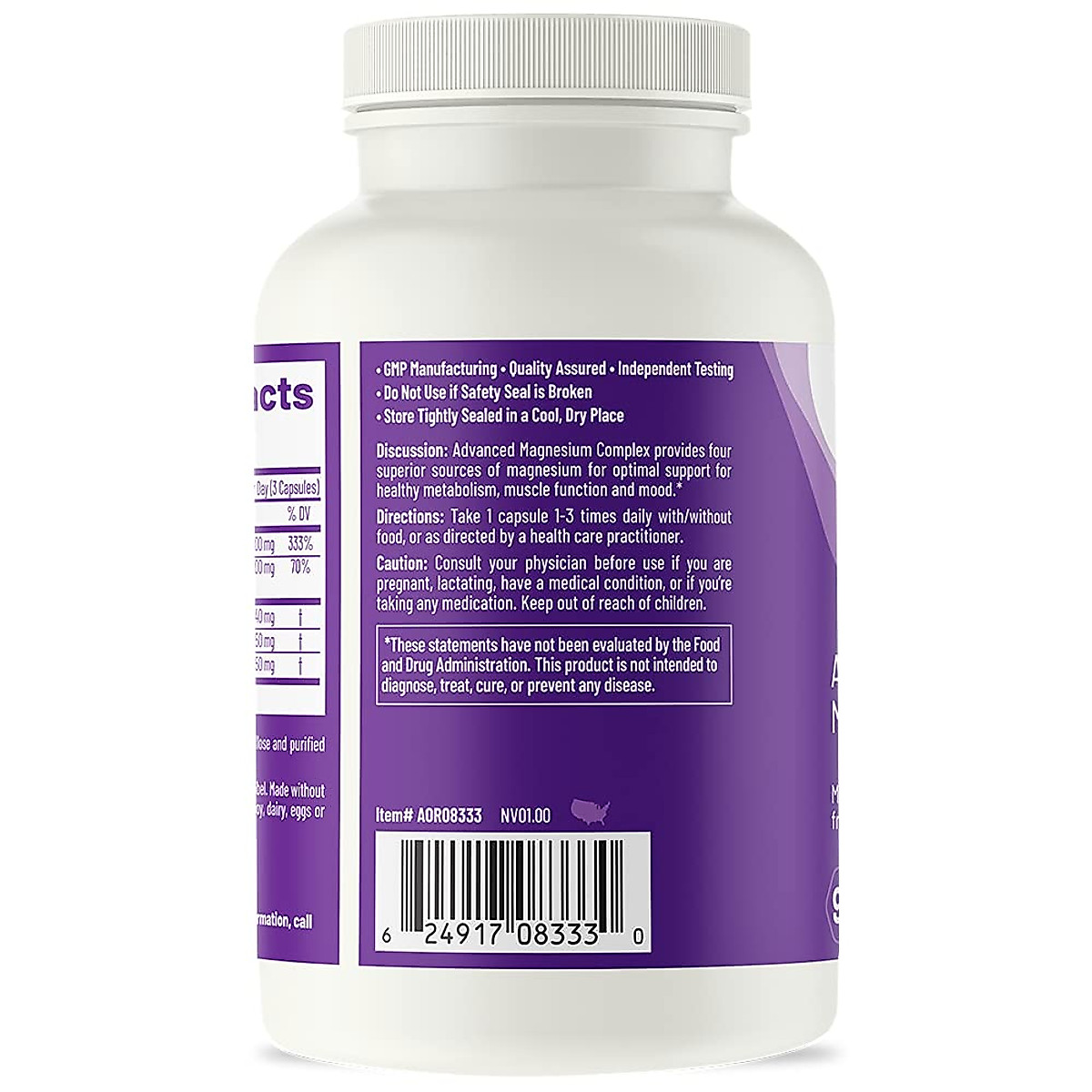 AOR, Advanced Magnesium Complex, Dietary Supplement, Promotes bone and cardiovascular health, muscle and nerve function, 90 Capsules (90 Servings)