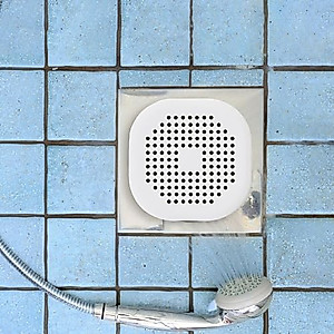 DISPRA Shower Drain Hair Catcher, Silicone Drain Protector, Durable Silicone Hair Stopper, Shower Drain Covers, Easy to Install and Clean, Bathtub Drain Cover for Kitchen Bathroom, White/Grey