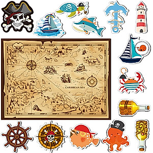 15 PCS Cruise Door Decorations Magnetic Ocean Animal Cabin Cruise Door Decorations Magnetic Summer Pirate Theme Car Fridge Magnet for Carnival Cruise Door Refrigerator Door or Cars (Pirate Style)