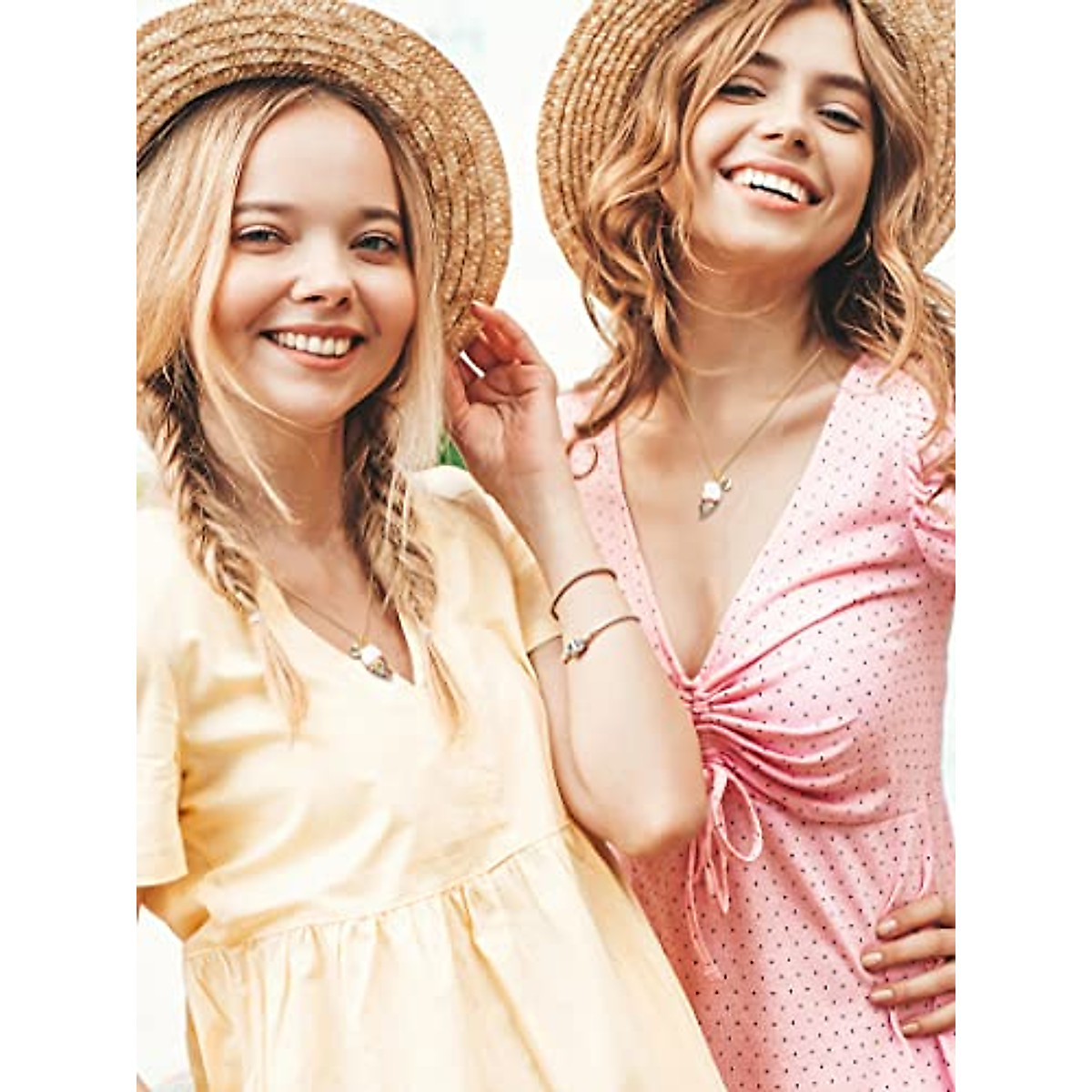 HUASAI Bff Necklace for 2 Girls Matching Friendship Necklace Half Heart Pendant Flamingo Necklace Best Friends Necklaces for Sister Birthday Gifts (D: white heart necklace)