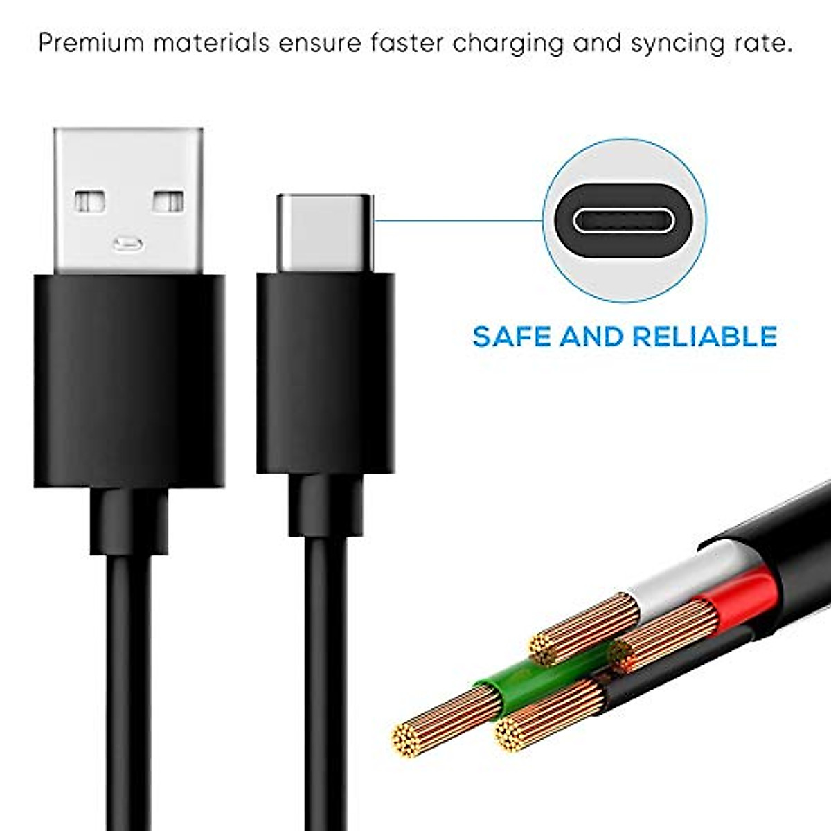 USB C Charger Charging Cable Cord Wire Compatible for Echo Buds 2, Raycon E25 Pro/E55,EarFun Air Pro/EarFun Free Pro,Sabbat E12 Ultra,TOZO T12 NC9 Wireless Earbuds Headphones Charging Cord (USB-C Port