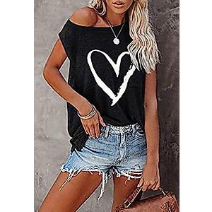 MAGICMK Women Summer Casual Sleeveless Tank Tops Crew Neck Graphic Basic Black Shirts (L, Black+White)