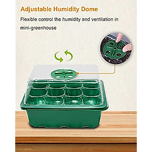 DOMMIA Seed Starter Tray, Reusable Seed Starter Kit with Adjustable Humidity Dome, Transparent Vegetable Propagator Trays, Space-Saving Mini Agriculture Plant Germination Equipment for Seeds Growing