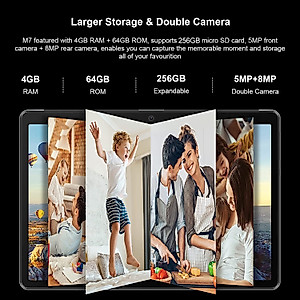 MEBERRY Android 11 Tablet 10.1 inch Tablets with 2.0 GHz Octa-Core Processor| 2.4G+5G Wi-Fi| 4GB RAM+64GB ROM| 256GB Expansion| 8000mAh Battery| GPS| Double Camera
