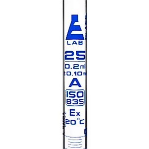 EISCO Serological Pipette, 25ml - Class A, Tolerance ±0.100ml - Blue Graduations - Color Code, White - Calibrated for Delivery to Jet - Borosilicate Glass