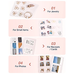 BAGSMART Jewelry Travel Organizer Case Transparent Jewelry Storage Book Ring Binder Jewelry Bags Clear Booklet Zipper Pouch Bag for Necklaces, Earrings, Rings, Bracelets, Dark Blue