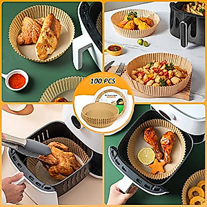 Air Fryer Liners 100PC, Disposable Air Fryer Paper Liners, Small Paper Liners for Air Fryer Basket, Non-stick, Water Oil-proof, Bowl-Shape Liner for Microwave, Non-Stick Air Fryer Liners Round 6.3Inch