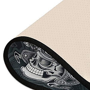Skull with Vintage Motorcycle Runner Rug Floor Mat Non-Skid Kitchen Rug Soft Area Rug for Bathroom Entryway Hallway Dining Living Room