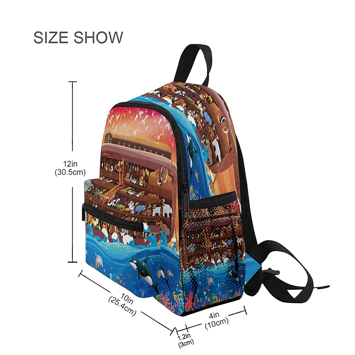 Animals on Noah's Ark Toddler Backpack for Kids-Boy's/Girl's Cute Children Kindergarten School Book Bag with Chest Strap