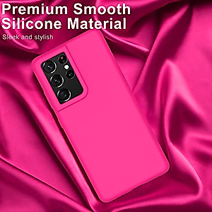DEENAKIN for Samsung Galaxy S21 Ultra Case Silicone,Silky Smooth Flexible Gel Rubber Bumper Cover with Soft Microfiber Lining Slim Fit Protective Phone Case for Samsung Galaxy S21 Ultra Hot Pink