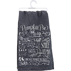 Primitives by Kathy Black and White Hand-Lettered Dish Towel, 28 x 28-Inch, Pumpkin Pie