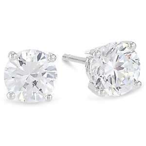 Houston Diamond District 3/4 Carat Solitaire Diamond Stud Earrings Round Cut 4 Prong Push Back 14K White Gold (J-K Color, Eye Clean Clarity)