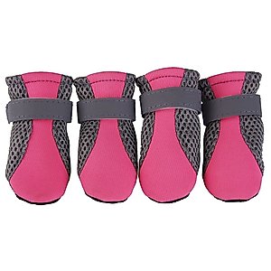 Soft Sole Nonslip Dog Mesh Boots, Reflective Puppy Shoes Dog Paw Protectors, Adjustable Outdoor Pet Boots for Small and Medium Pets(XL,Rose red)
