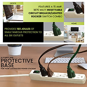 Go Green Power Inc. GG-16103MIN 6 Outlet Mini Surge Protector, White
