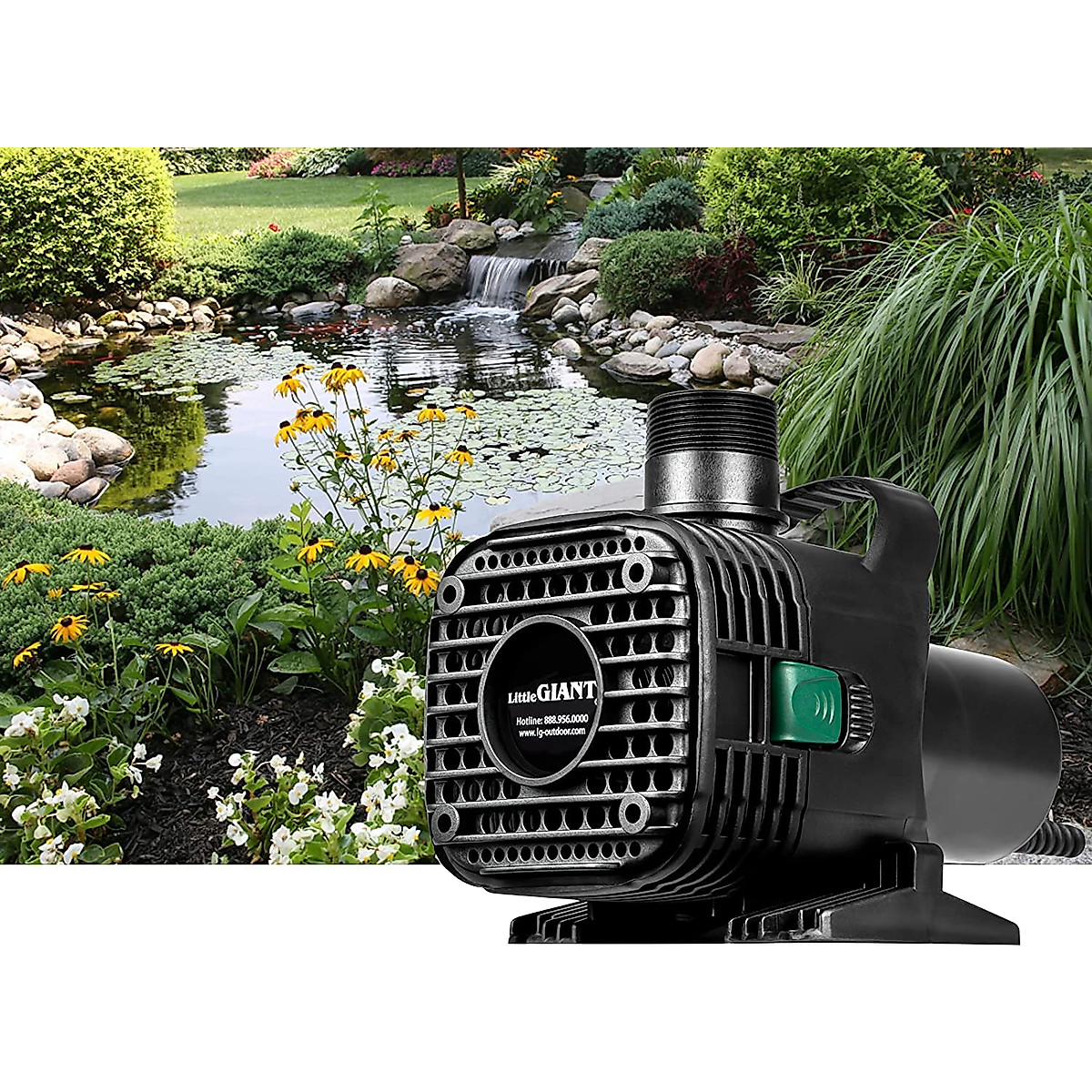 Little Giant F40-5500 115-Volt, 5540 GPH Wet Rotor Pump with 20-Ft. Cord for Ponds up to 5500 Gallons, Black, 566727