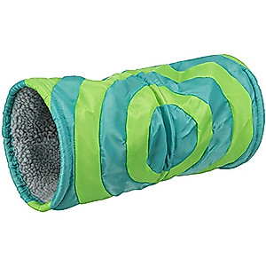 TRIXIE Cushy Plush Play Tunnel, 15 x 35 cm, Grey/Green