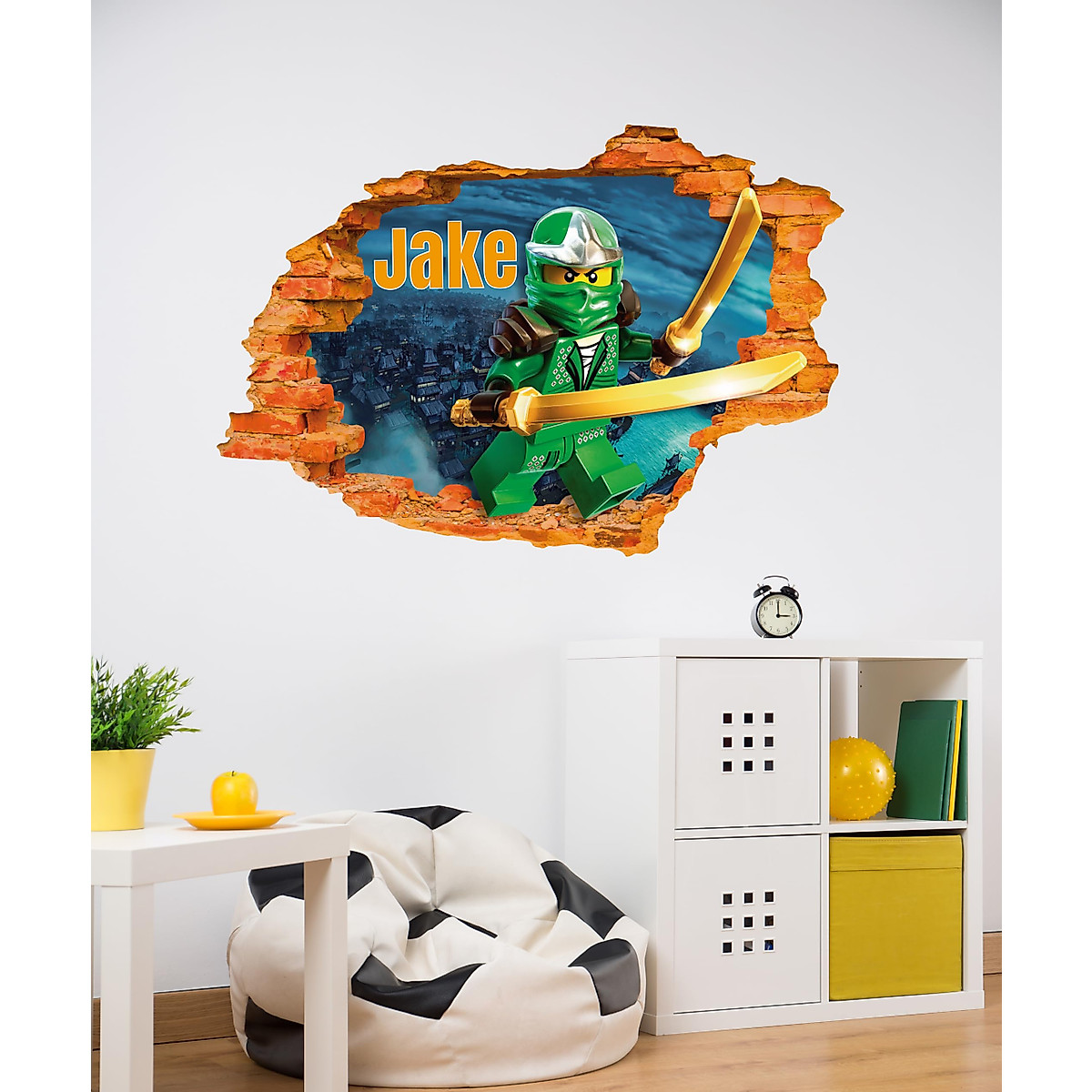 Ninja Custom Name Wall Decal- Personalized Ninja Name Wall Sticker - 3D Wall Effect - Wall Decal for Home Nursery Decoration (Wide 20"x13" Height Inches)