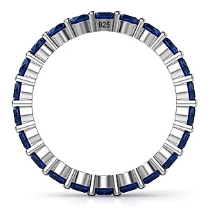 Metal Factory Sz (4) 3.50MM Sterling Silver 925 Blue CZ Eternity Engagement Wedding Band Ring