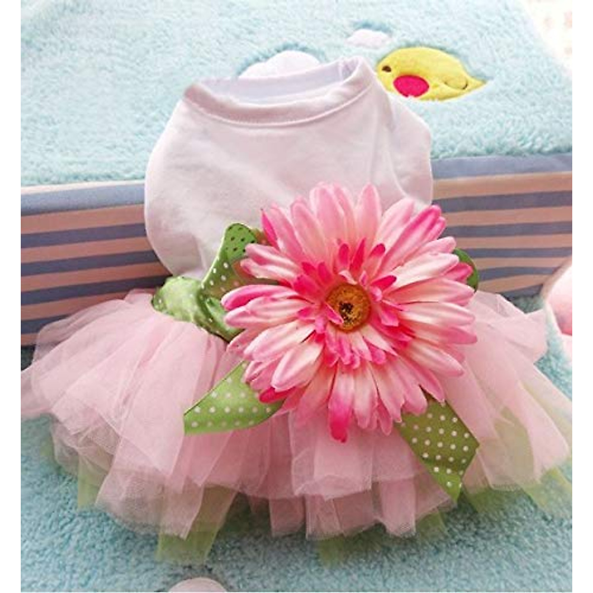 Clopon Girl Dog Birthday Outfit Dresses for Cats Puppy Clothes for Small Dogs Cute Dresses for Tiny Puppy Pink S