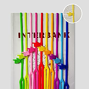 10 Pieces Finger Elastic Bookmark, Silicone Finger Point Bookmarks, Lovely Book Marker Strap with Various Colors for Office Supplies, School Supplies, Books Lovers