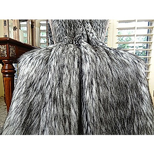Thomas Collection Exotic Siberian Husky Faux Faur Throw Blanket - Gray White Black Husky Fur - Gray Faux Fur Throw Blanket - Luxury Soft Faux Fur, Handmade in USA, 16411