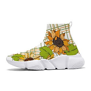 Qocifry Womens Slip on Shoes Mesh Fashion Art Sneaker Painted Breathable High Top Sock Walking Running Shoes