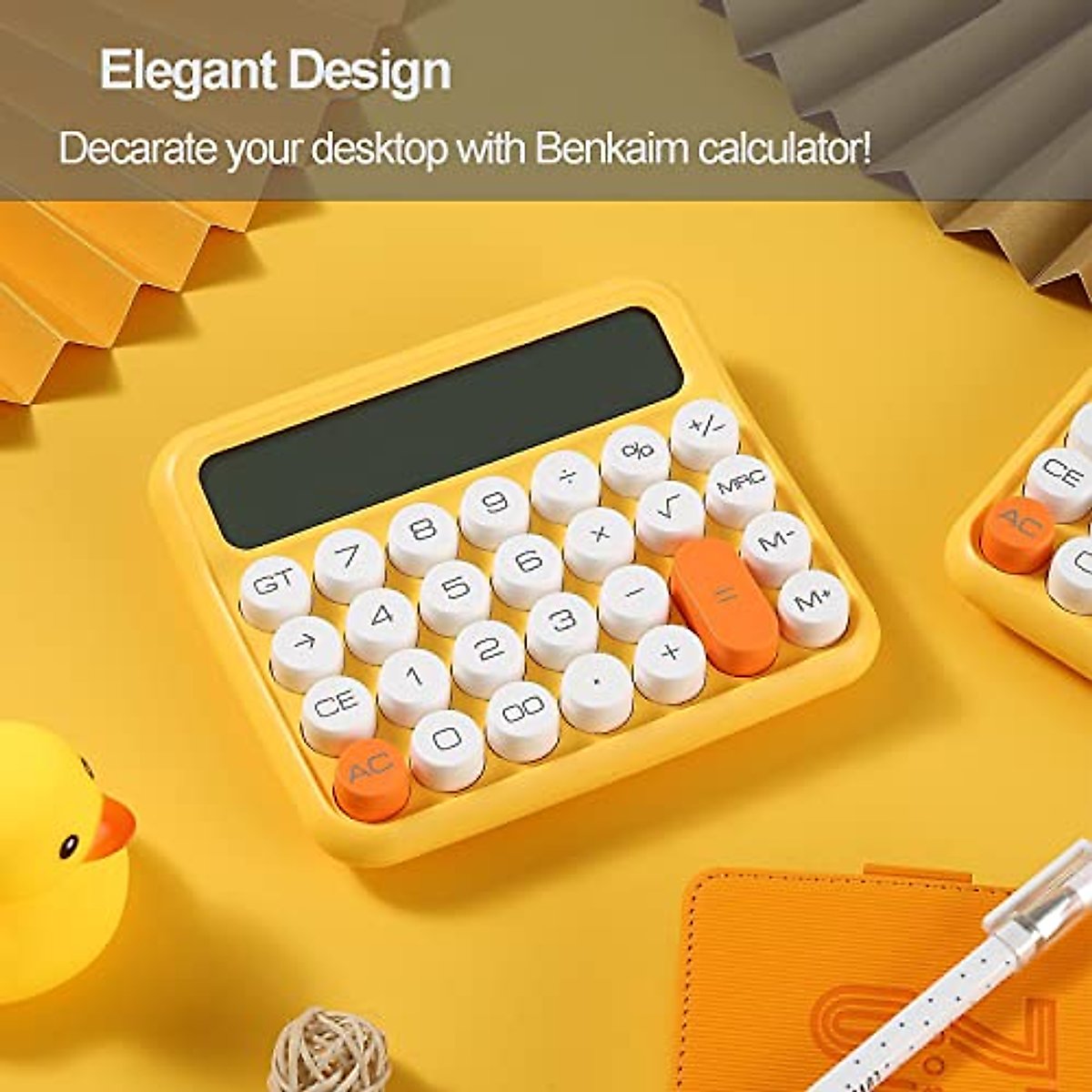 Calculators, Benkaim Desk Calculator,Basic Standard Calculator,12 Digit Large LCD Display Big Button Calculator for School, Home & Business Use(Beige)