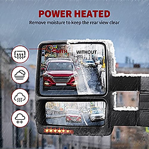 YITAMOTOR Towing Mirrors Compatible with Ford 2004-2006 F150 Series Pickup Power Heated LED Turn Signal Puddle Light Tow Mirrors