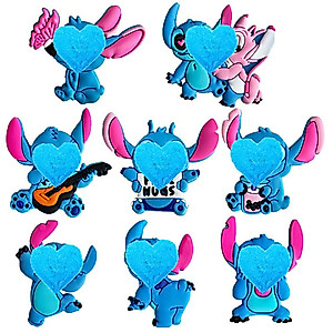 ZOSTLAND Blue ET Monster Baby Shoe Charms Cartoon PVC Resin Shoe Decoration Accessories for Teen Girls Boys Women Men Adult Adult Birthday Gift (Alien-8pcs)