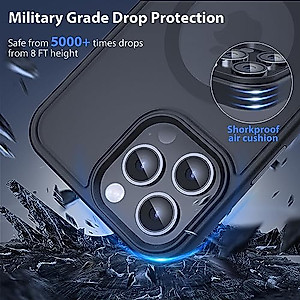 Yzoiko Magnetic Case for iPhone 14 pro max Case [10FT-Grade Drop Tested & Compatible with MagSafe] Translucent Anti-Fingerprint Anti Shockproof Protective Shell 6.7 Inch, Black