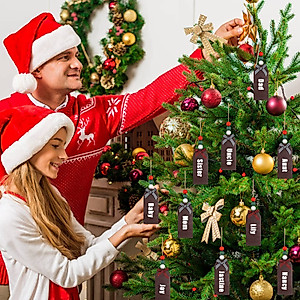 DIYASY Christmas Stocking Name Tags, 12 Pack Personalized Wooden Haning Tags Farmhouse Stocking Sign Unfinished Blank Chalkboard Tags with Wood Beads, Bows, Hemp Rope & Needle