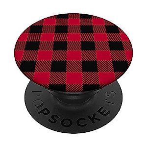 Red buffalo-plaid-artwork PopSockets PopGrip: Swappable Grip for Phones & Tablets