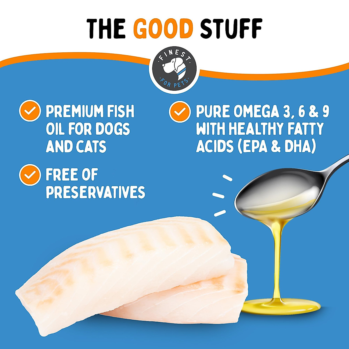 100% Pure Omega 3 Fish Oil for Dogs & Cats - Omegease Supplement for Skin & Coat, Itching, Shedding, Joints & Immune Health (32 oz)