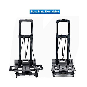 APOXCON Folding Hand Truck, Lightweight Aluminum Luggage Cart with 4 Wheels & Adjustable Handle, 160 lbs Capacity Foldable Dolly Cart for Moving Home Office Shopping Travel Use, Compact and Portable