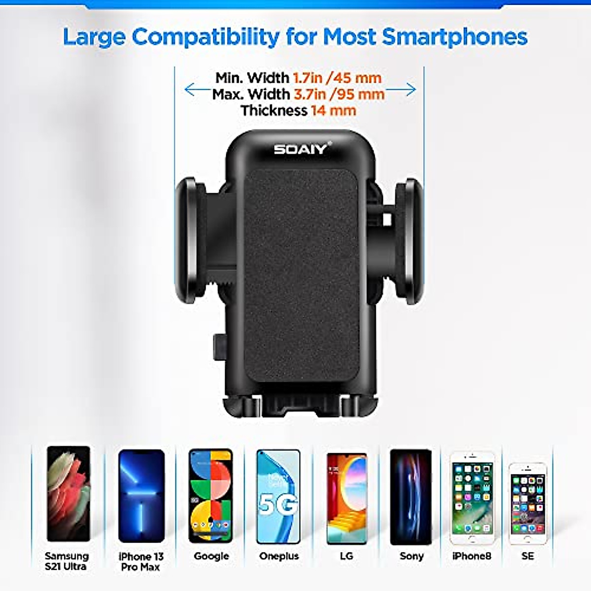 3-In-1 Multifunctional Car Mount + Car Charger + Voltage Detector, SOAIY Car Mount Charger Holder Cradle w/Dual USB 3.1A Charger, Display Voltage Current for iPhone7 6s 6 5s Samsung S7 S6 S5